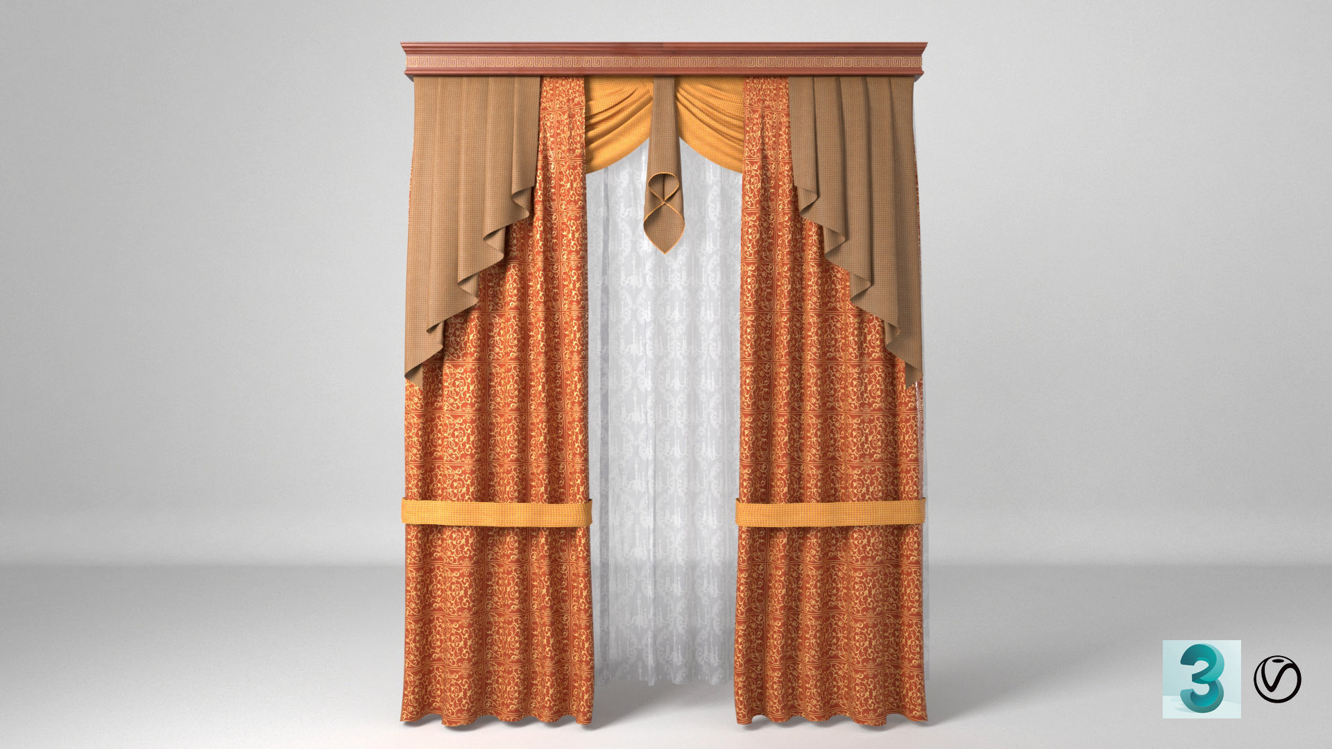 Animated curtains for architectural visualization 602 3D model animated ...