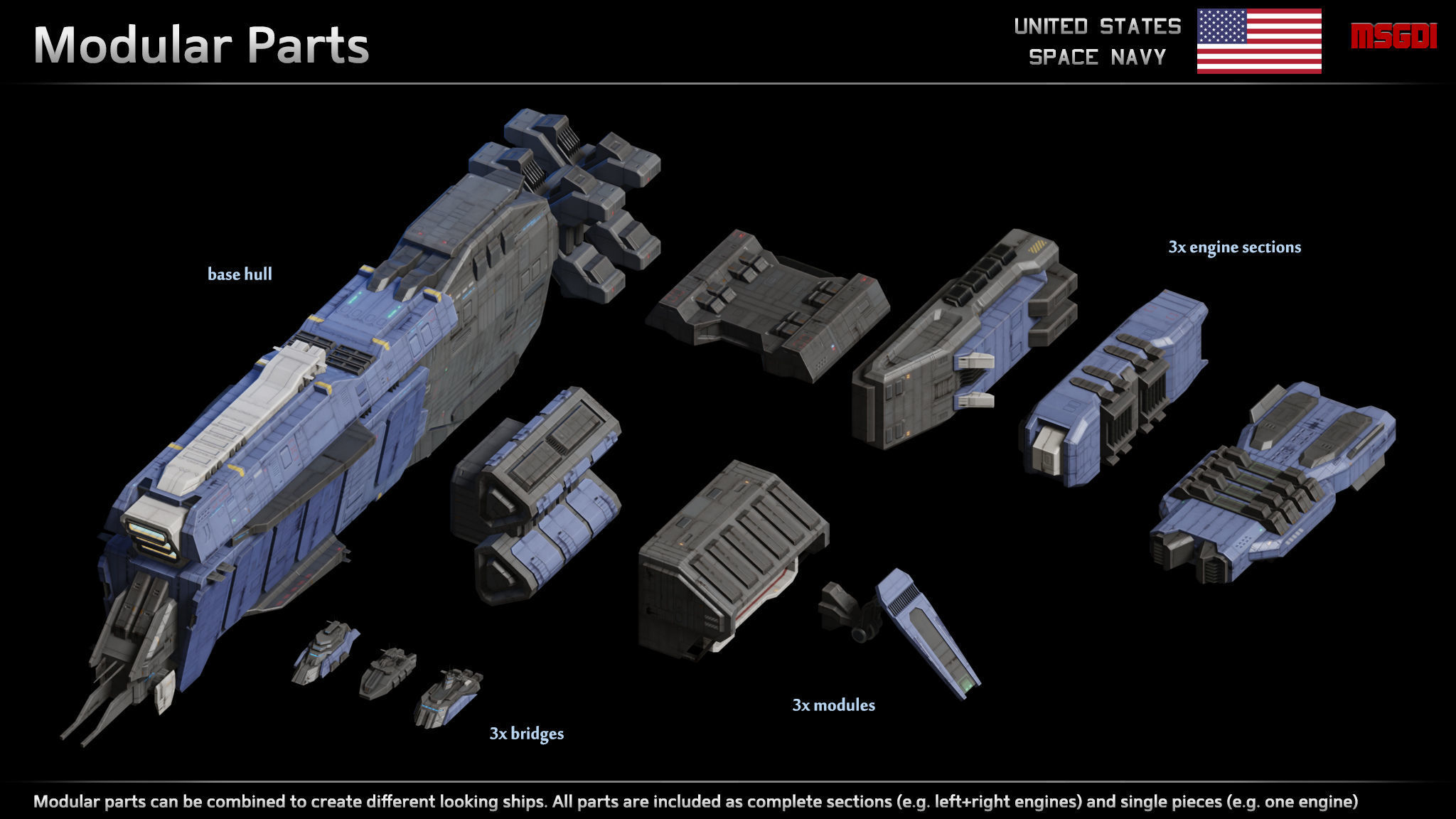 US Space Navy Fleet Collection VR / AR / low-poly | CGTrader