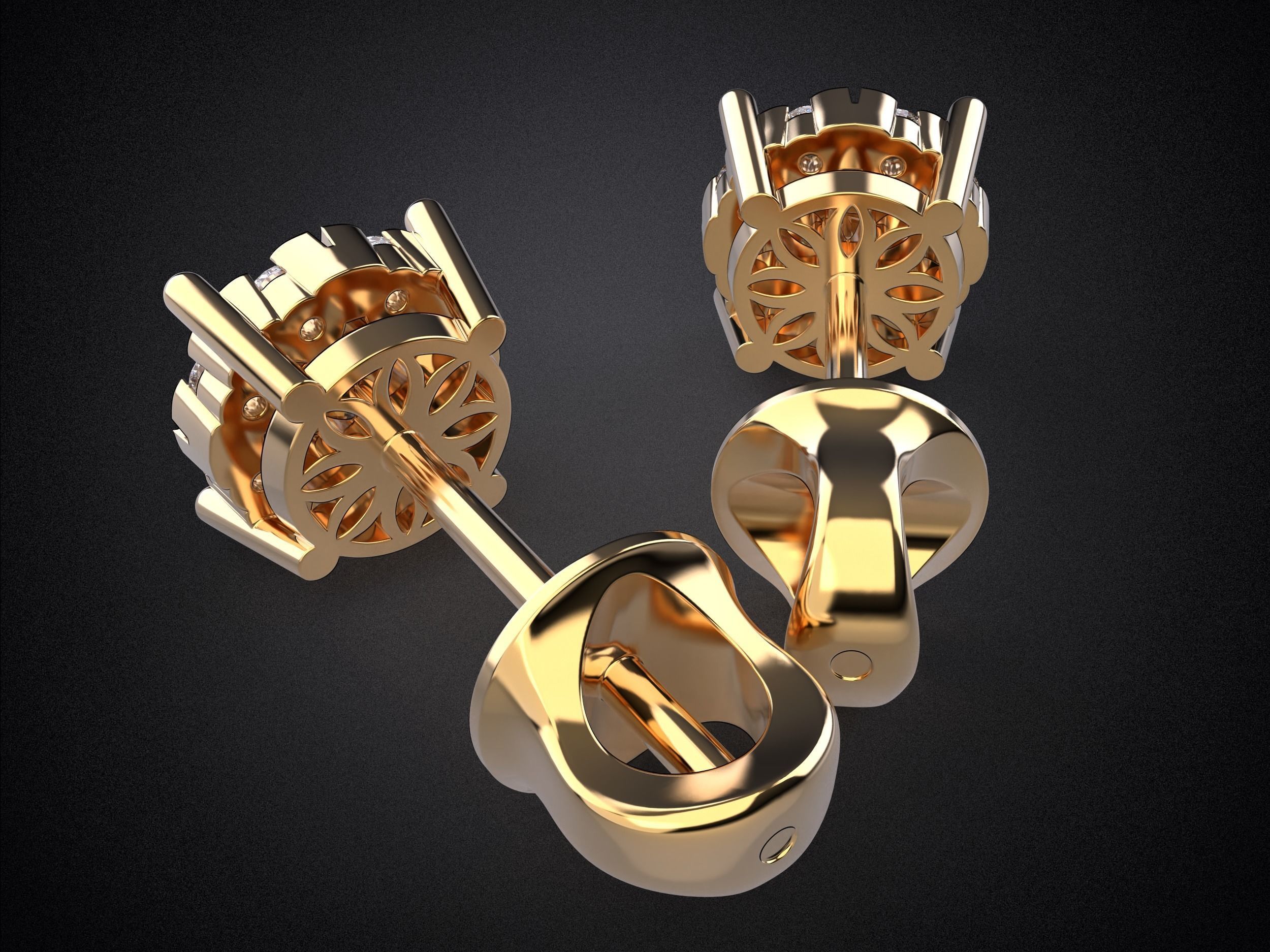 Pack of 10 Gold jewelry earring 3d printable collection | CGTrader