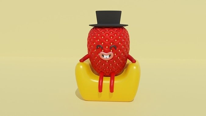 strawberry character cute Blender eevee and cycles 3D model | CGTrader