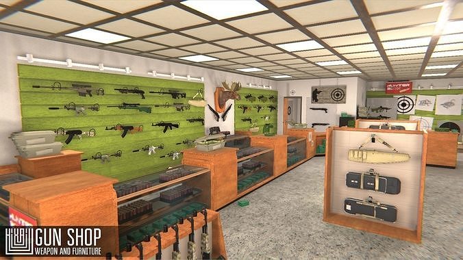 3D model Gun Shop - weapon and furniture VR / AR / low-poly | CGTrader