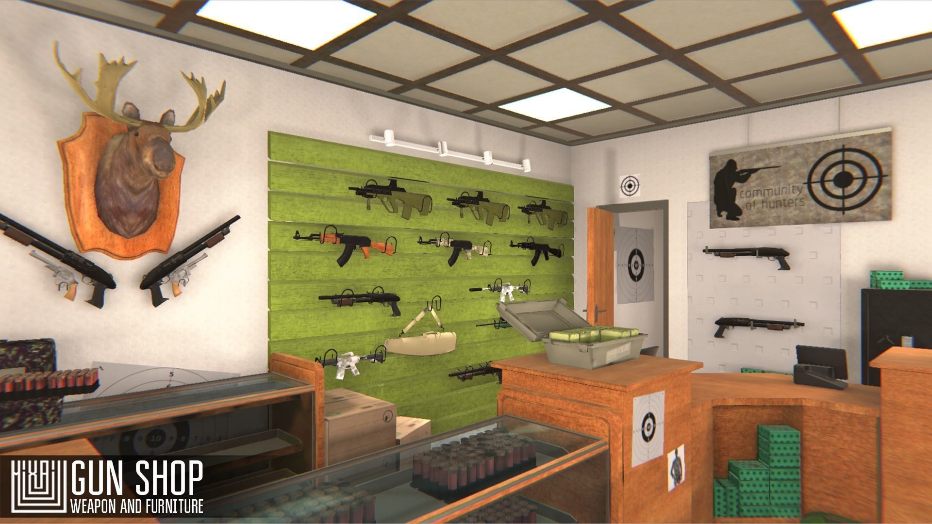 3D model Gun Shop - weapon and furniture VR / AR / low-poly | CGTrader