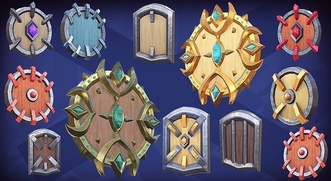 3D model Stylized Shields PBR Asset Pack VR / AR / low-poly | CGTrader