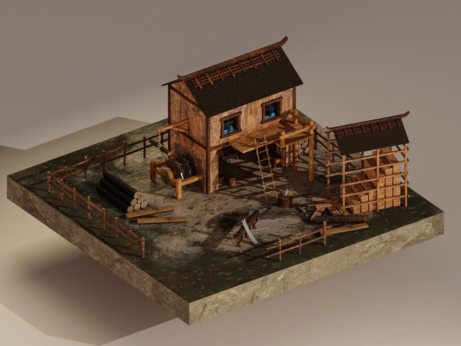 3D model Sawmill Level 15 VR / AR / low-poly | CGTrader
