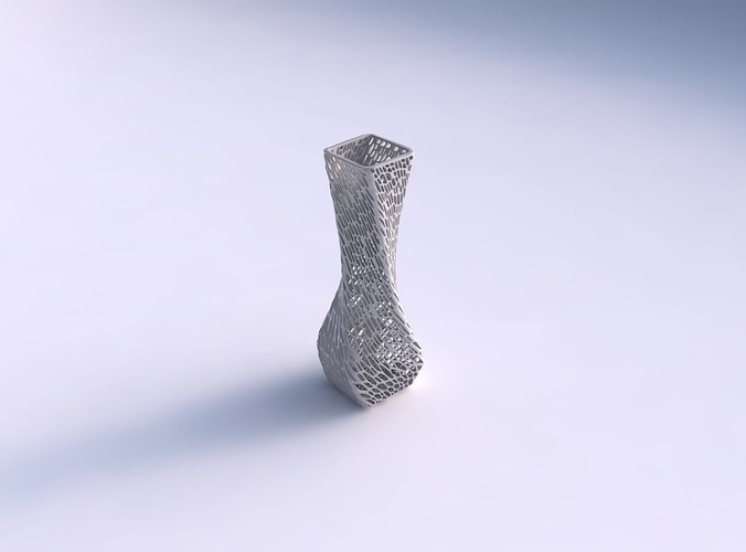 Vase twisted larger opening rectangle with dense twisted orga... 3D ...