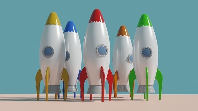 Cartoon style rockets 3D model | CGTrader
