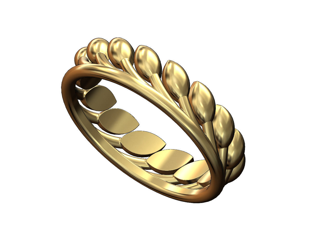 Rounded leaf motif band US size 6 7 8 3D model 3D printable | CGTrader