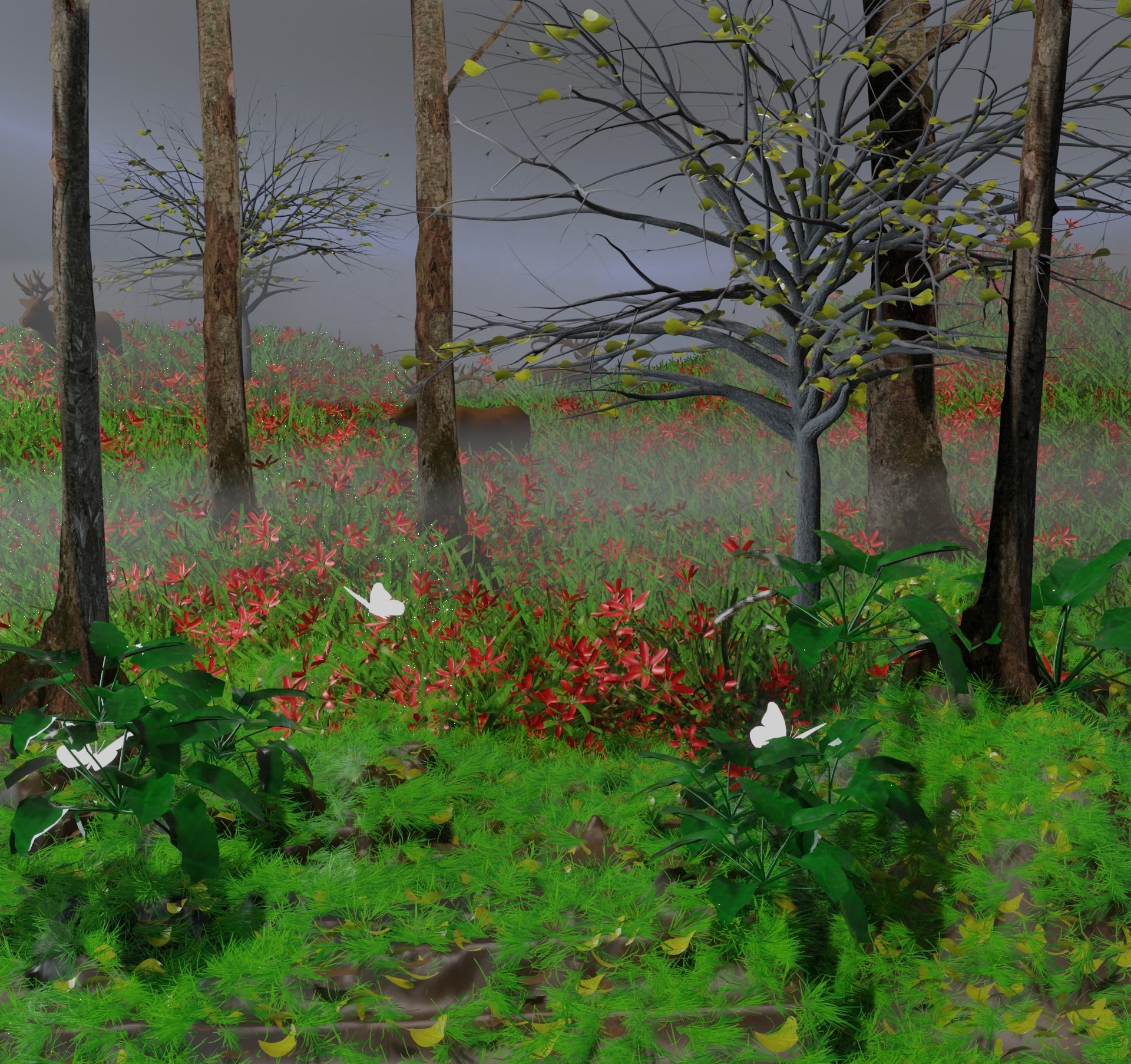 red grassy field free 3D model | CGTrader