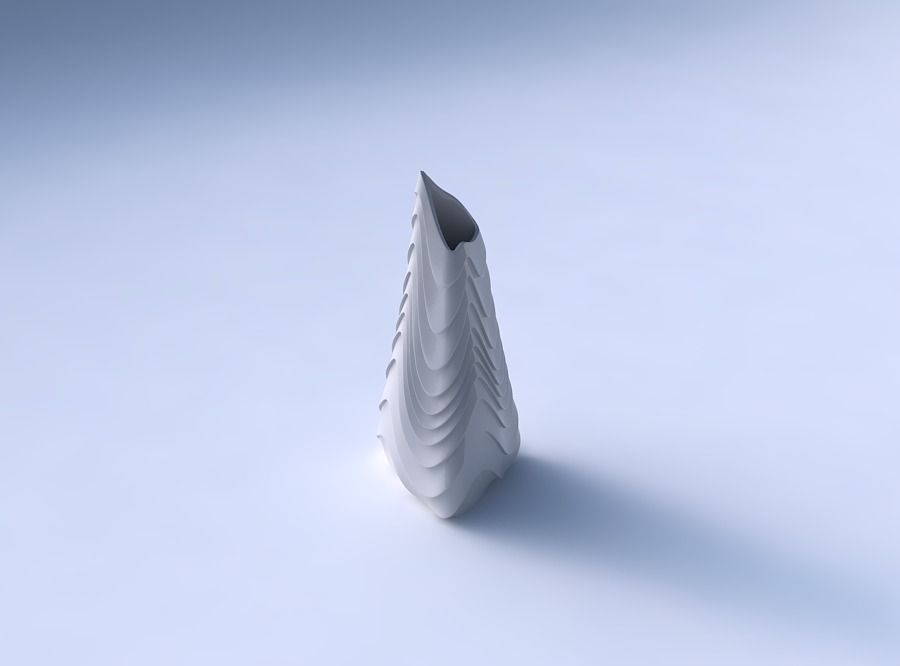 Vase puffy tipped triangle with horizontal wavy inverted layers 3D ...