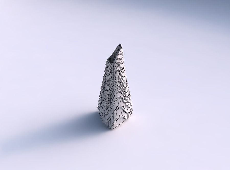 Vase puffy tipped triangle with horizontal wavy inverted layers 3D ...