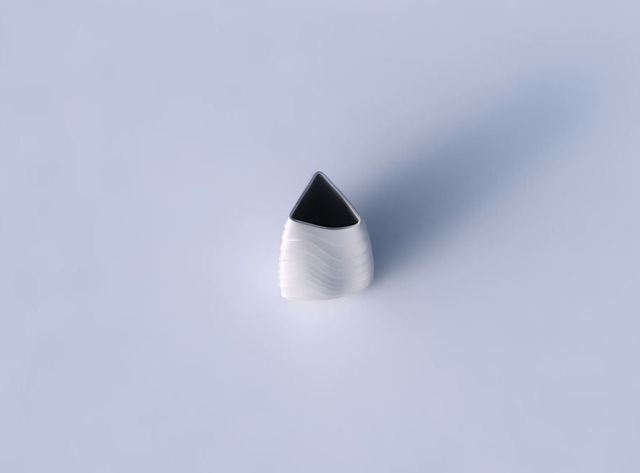 Vase curved tipping triangle 2 with horizontal wavy inverted ... 3D ...