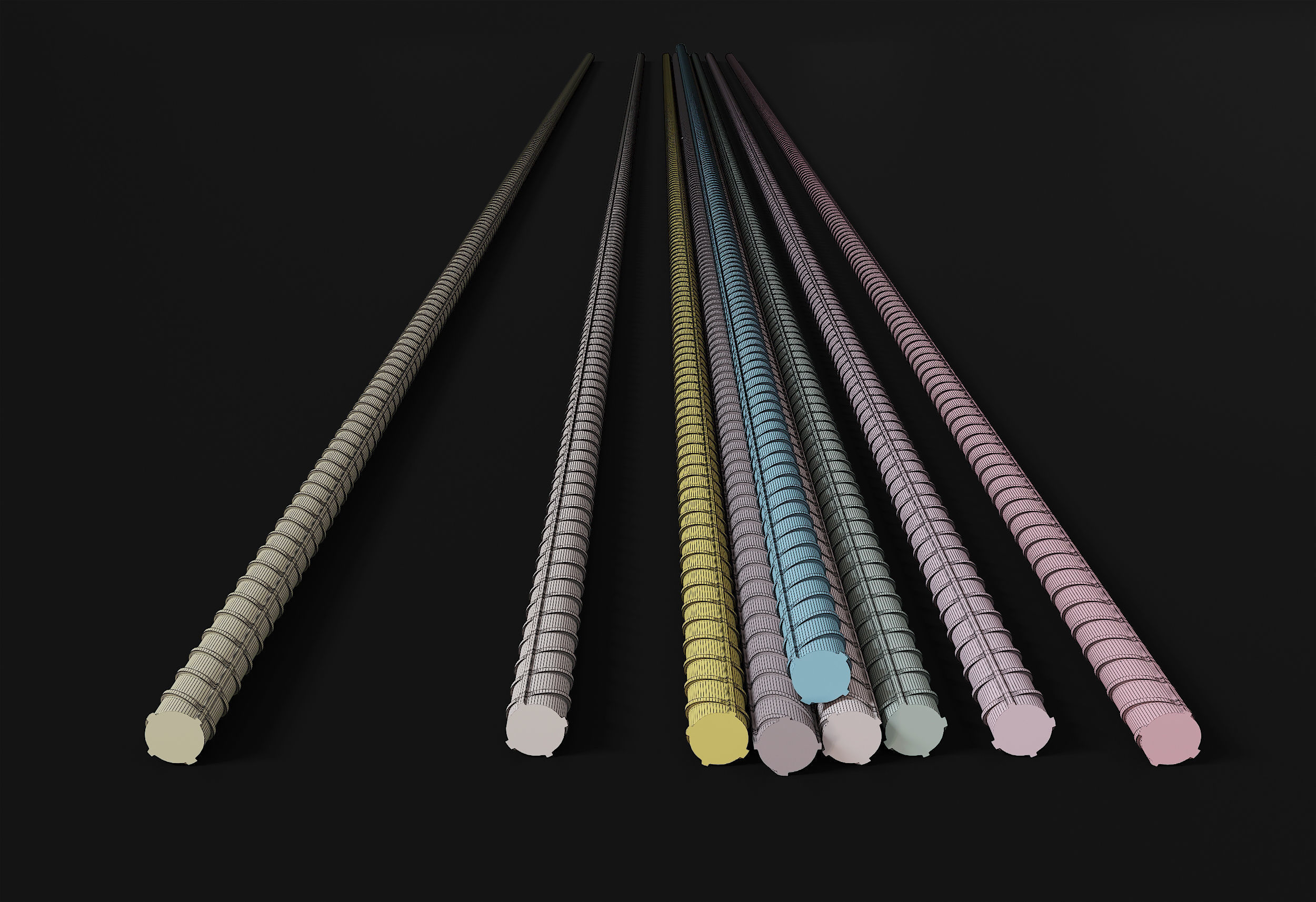 Rebar- Chrome Reinforcement - threaded rod - building materials 3D ...
