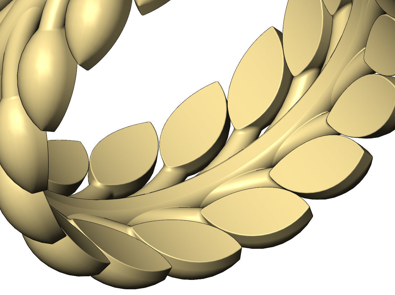 Rounded double row leaf motif band us size 6 7 8 3D model 3D printable ...