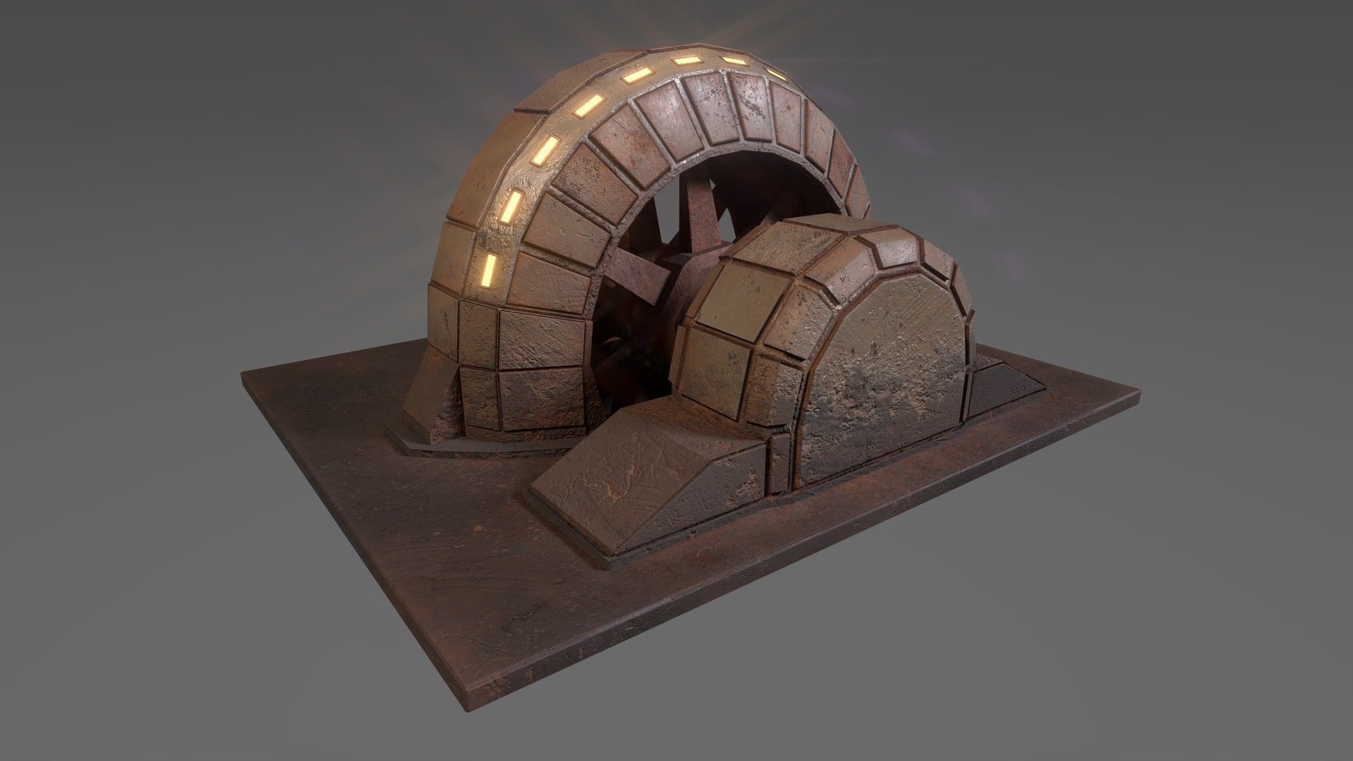 3D model Rusty stylized rotating sci-fi generator VR / AR / low-poly ...