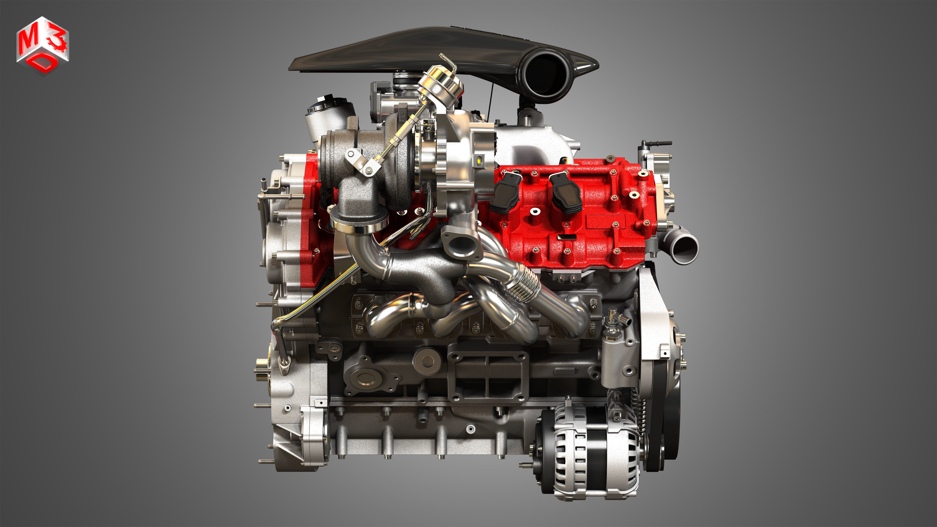 488 Pista Engine - V8 Twin Turbo Engine 3D model | CGTrader