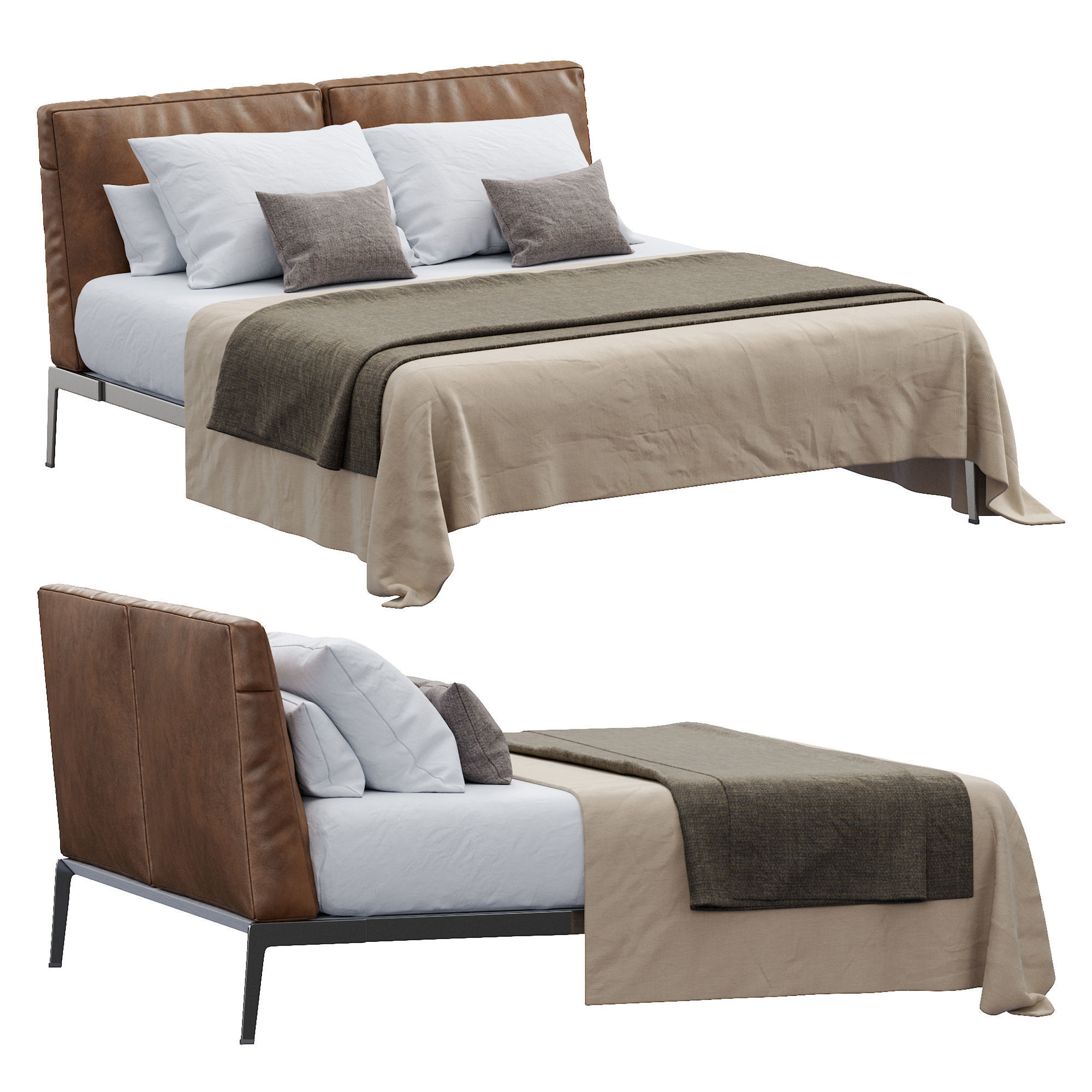 Lifesteel Bed Leather By Flexform 3D model | CGTrader