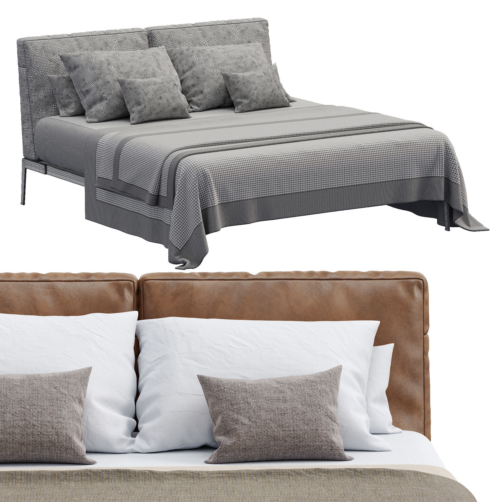 Lifesteel Bed Leather By Flexform 3D model | CGTrader