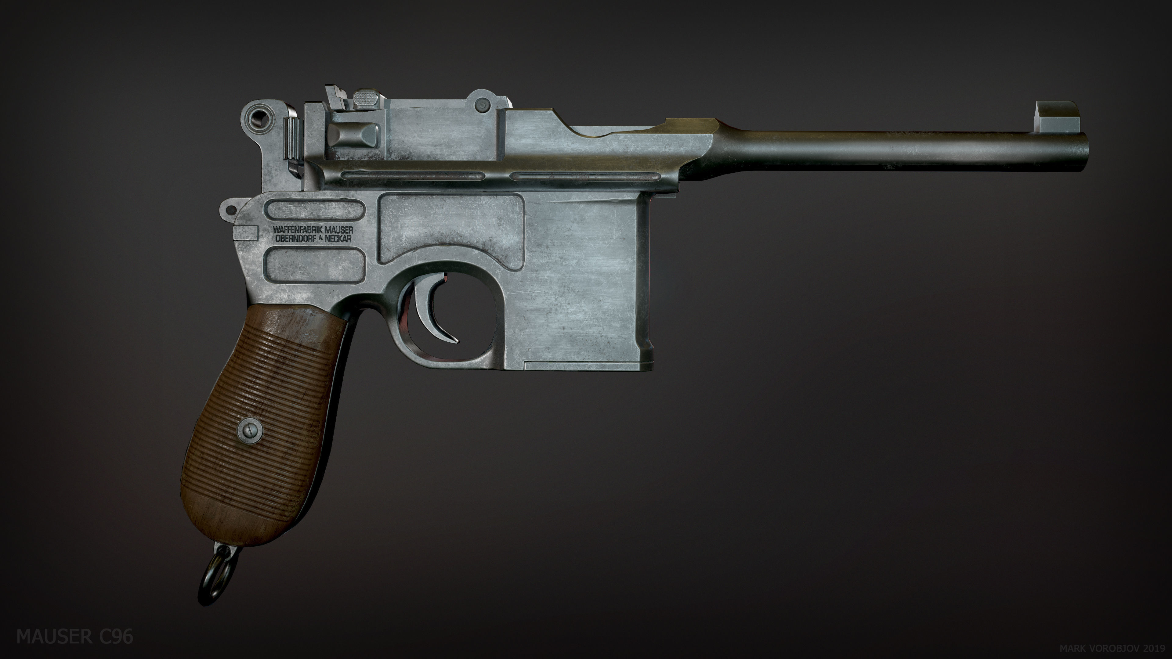 3D model Mauser C96 lowpoly game-ready PBR VR / AR / low-poly | CGTrader