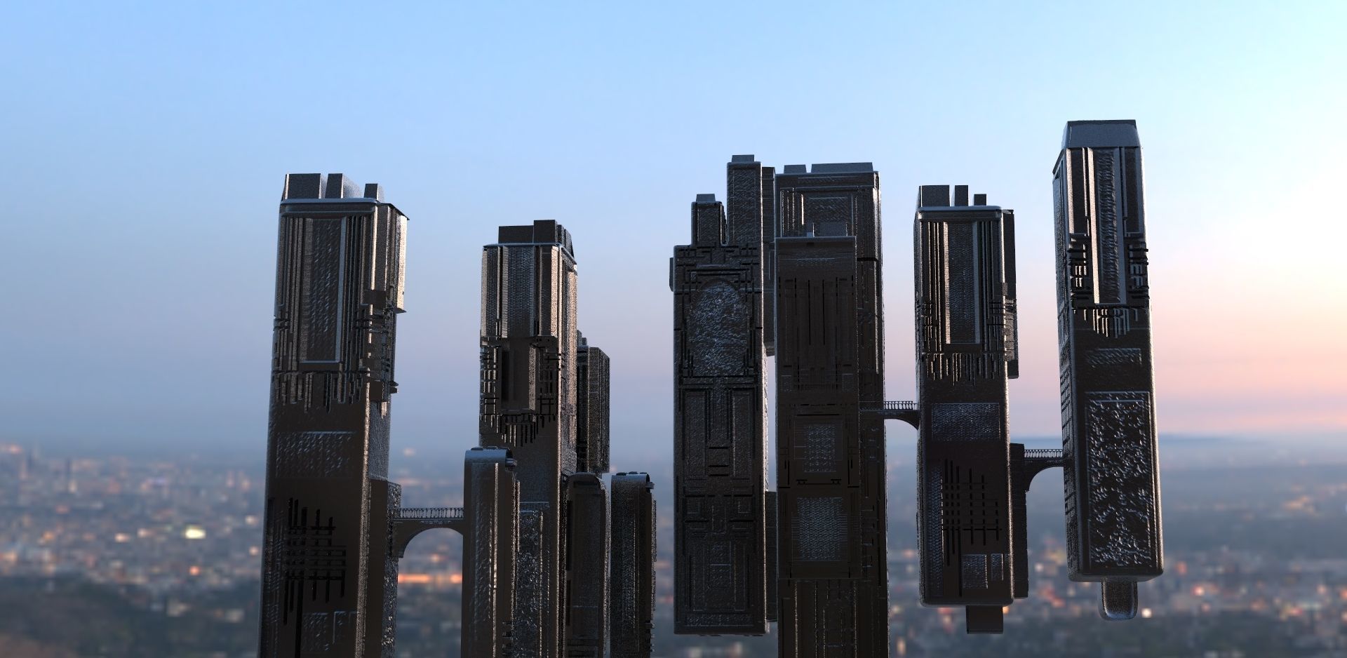 Sci Fi towers 3D model | CGTrader