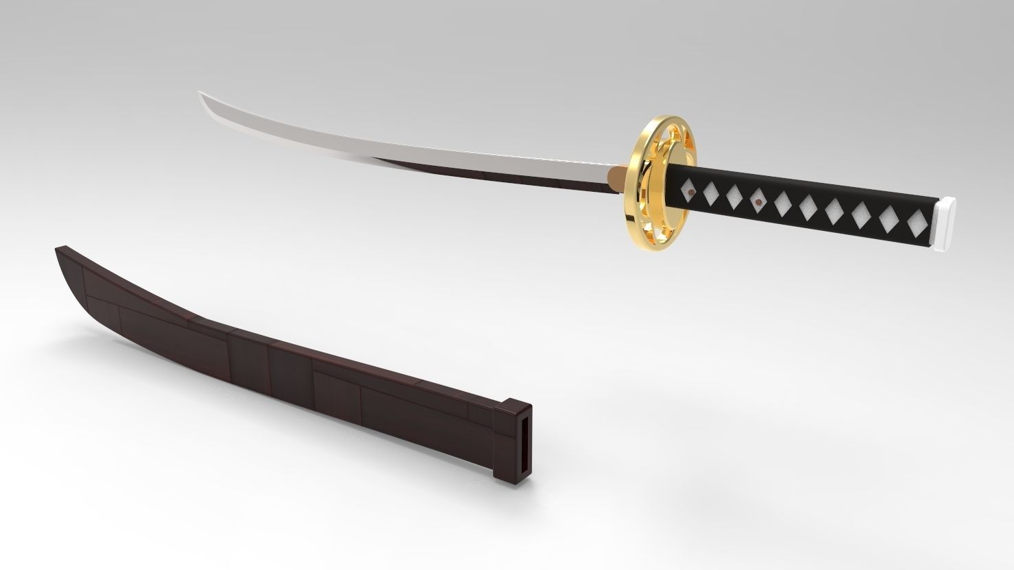 Weapon Katana Sword OBJ STL FBX 3d model Design in Solidworks 3D model ...