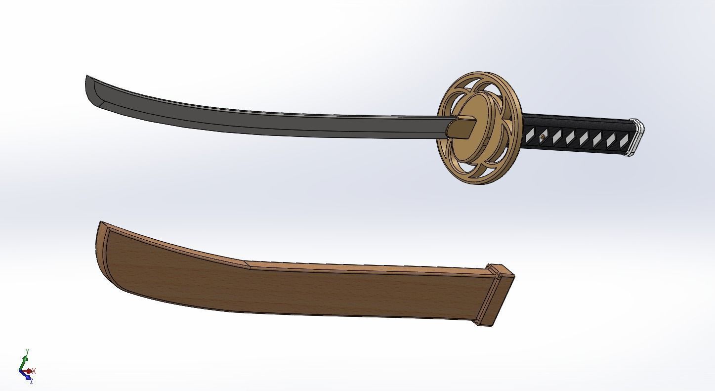 Weapon Katana Sword OBJ STL FBX 3d model Design in Solidworks 3D model ...
