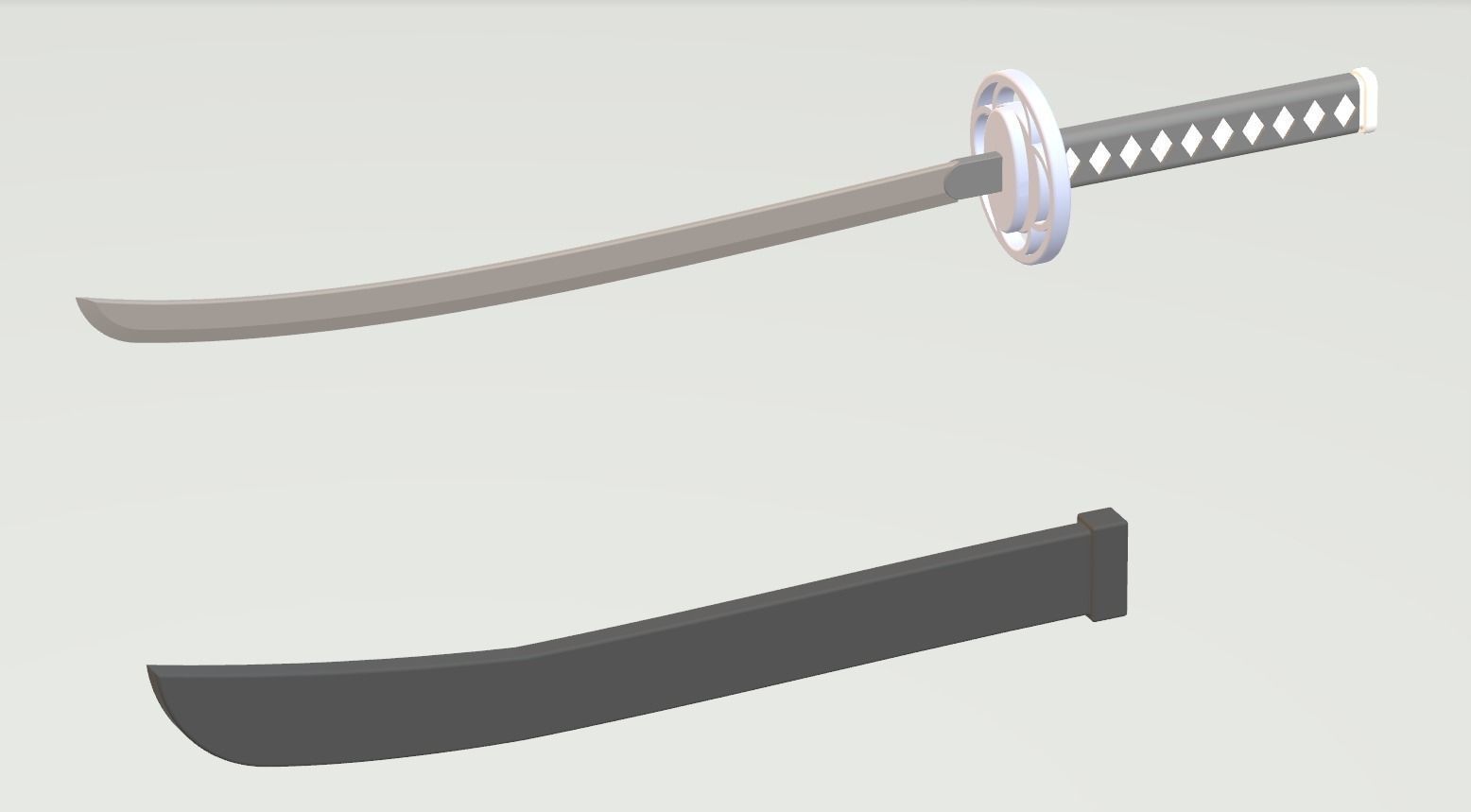 Weapon Katana Sword OBJ STL FBX 3d model Design in Solidworks 3D model ...