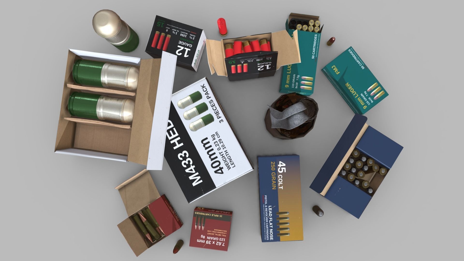 3D model Ammunition Package VR / AR / low-poly | CGTrader