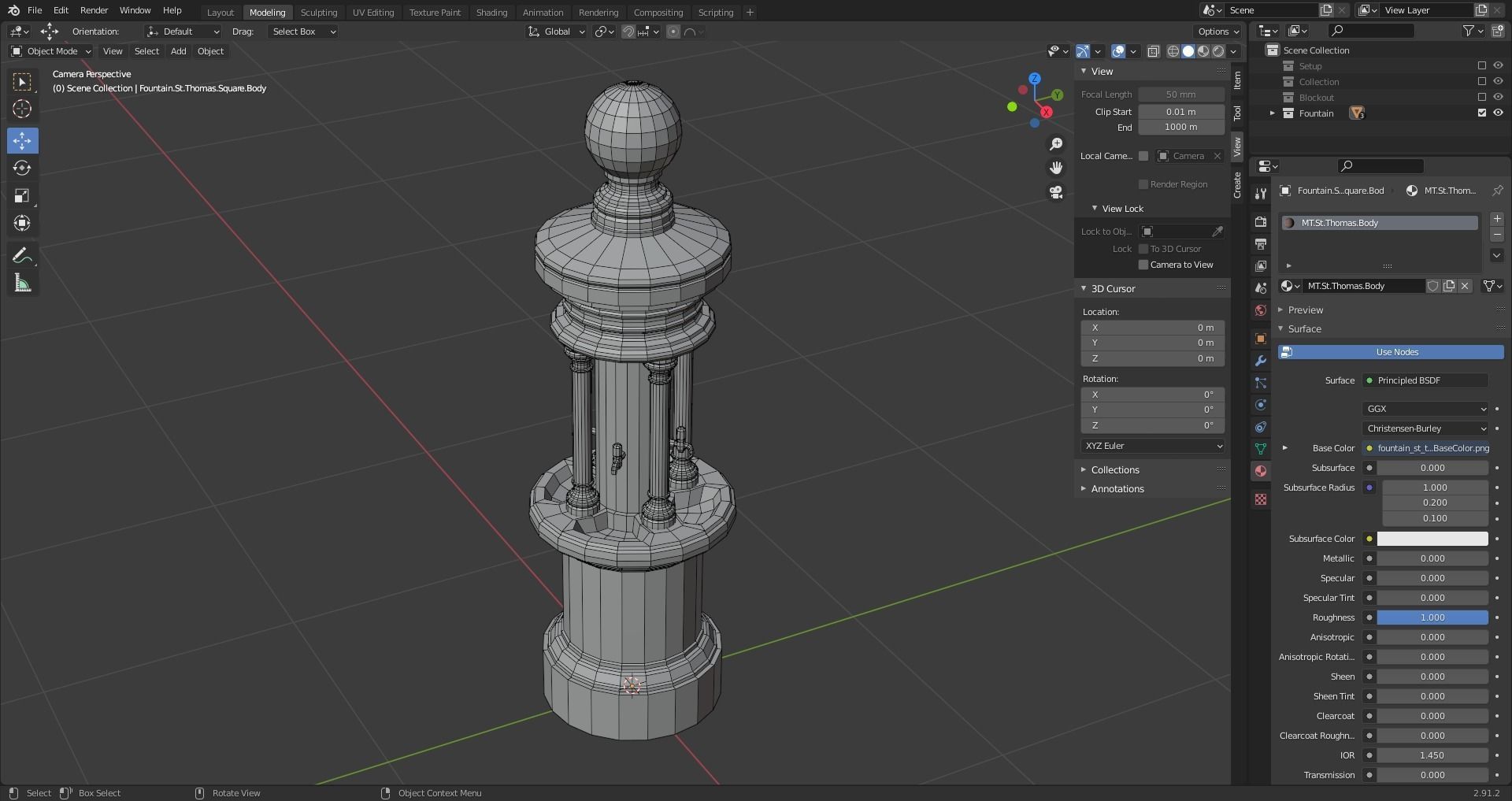 3 Low Poly Fountains With Textures and 6 Smart Materials free VR / AR ...