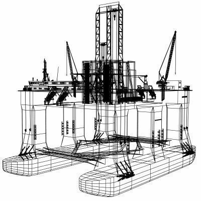Semisubmersible Oil and Gas Drilling Rig- 01 - 3D model | CGTrader