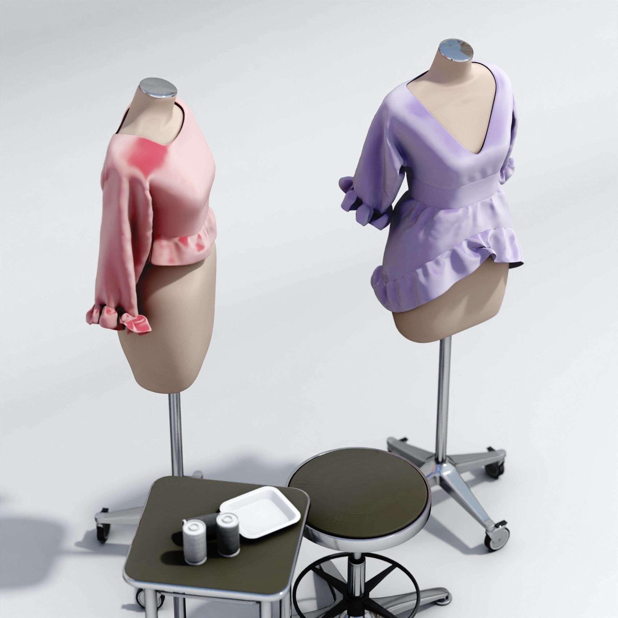Sewing Female Dummy Mannequin Scene 3D model | CGTrader