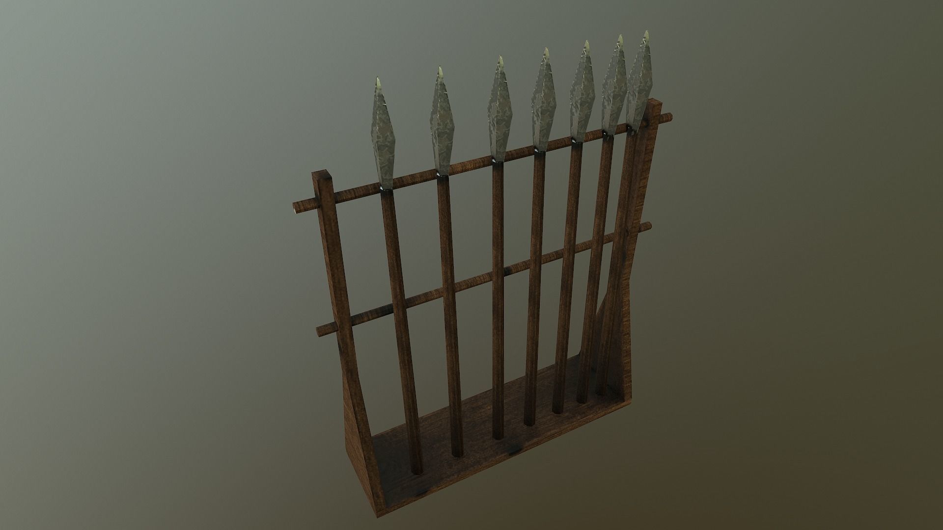 Low Poly Spears wooden rack with six arrows free VR / AR / low-poly 3D ...