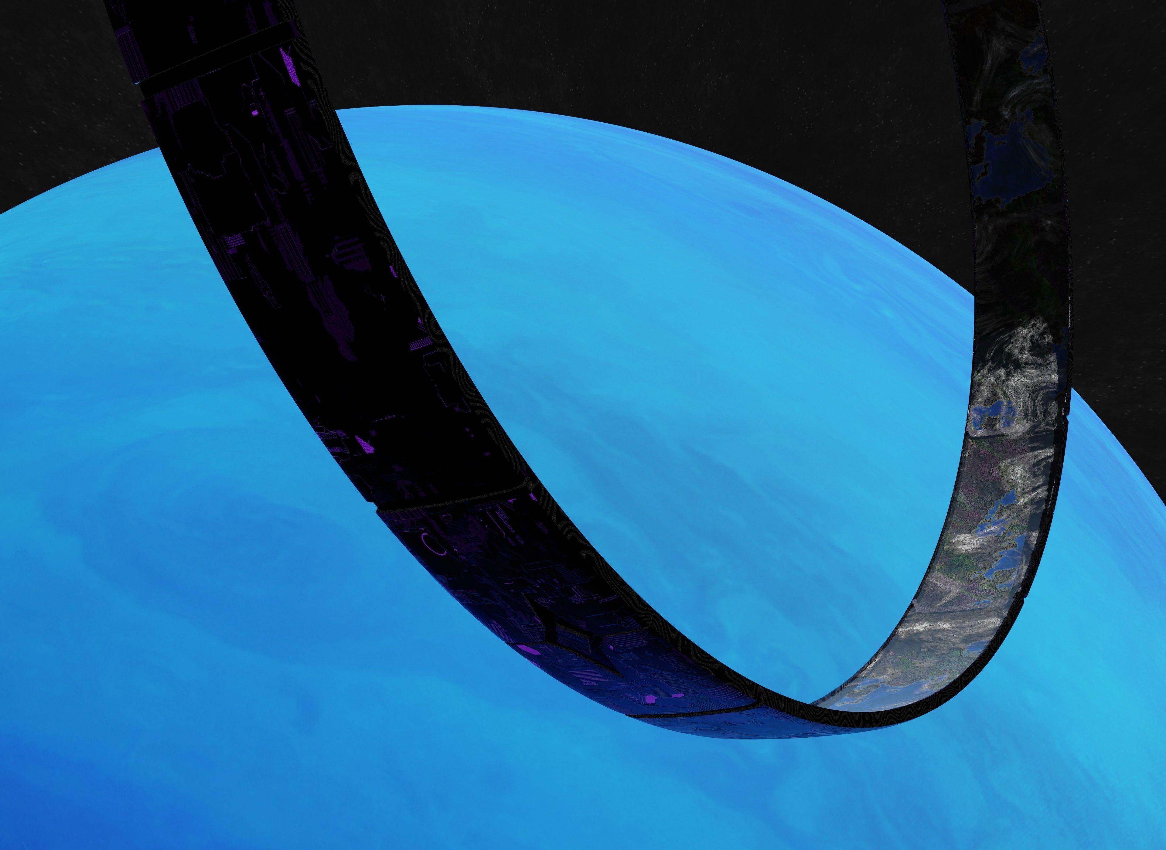 Country sized rotating space habitat 2 types with 4 gas giants 3D Model ...