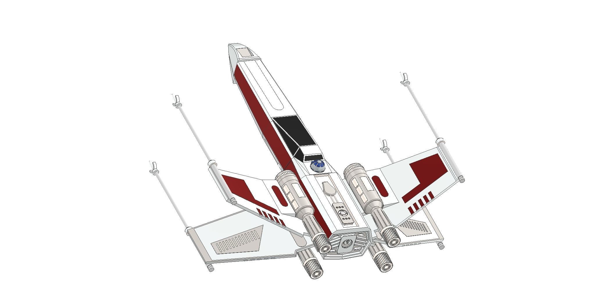 Starwars X-WING scale 1 in 87 3D model 3D printable | CGTrader