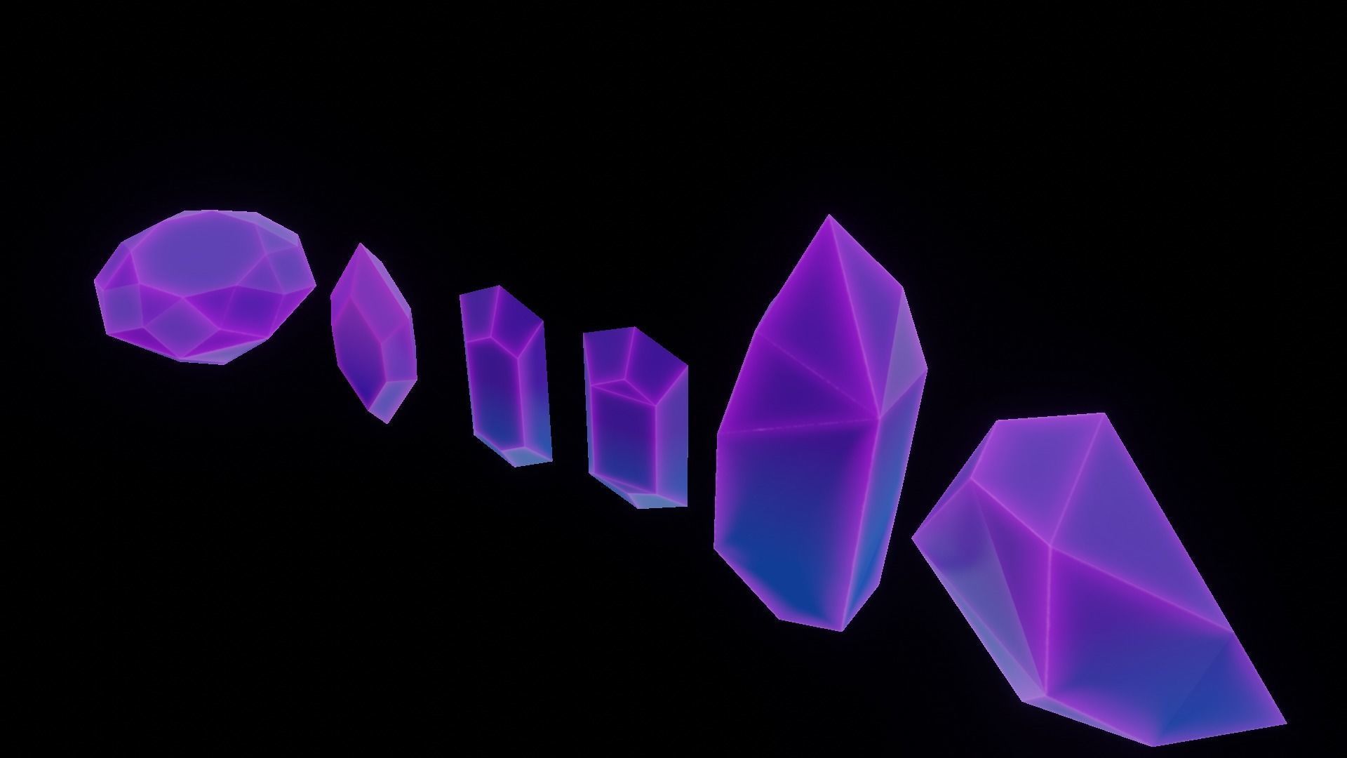 Cristal Low Poly PBR 3D Model group of crystals free VR / AR / low-poly ...