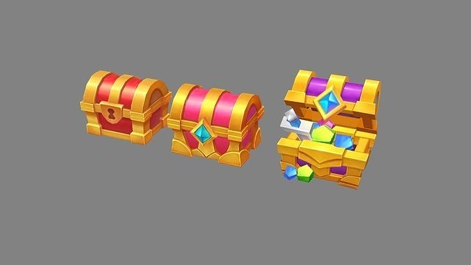 3D model Cartoon crystal treasure chest VR / AR / low-poly | CGTrader