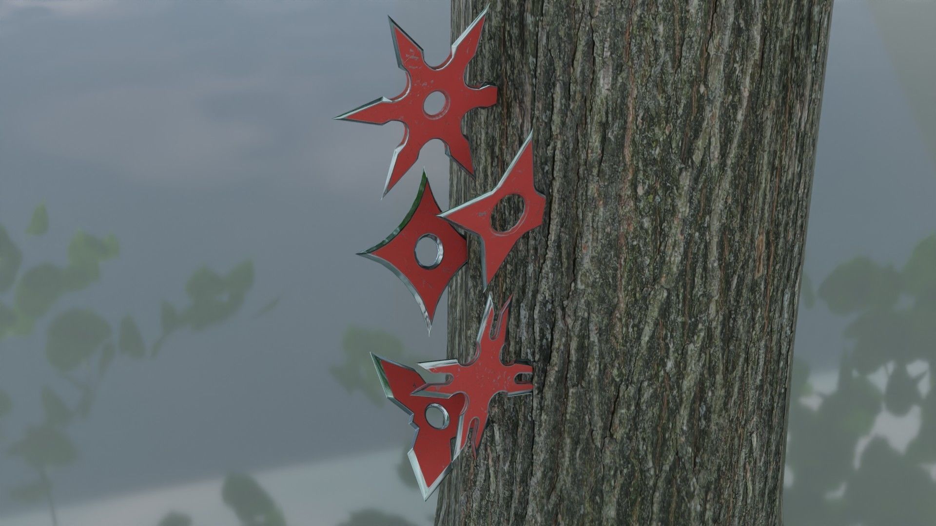 3D model Red Ninja shuriken pack VR / AR / low-poly | CGTrader