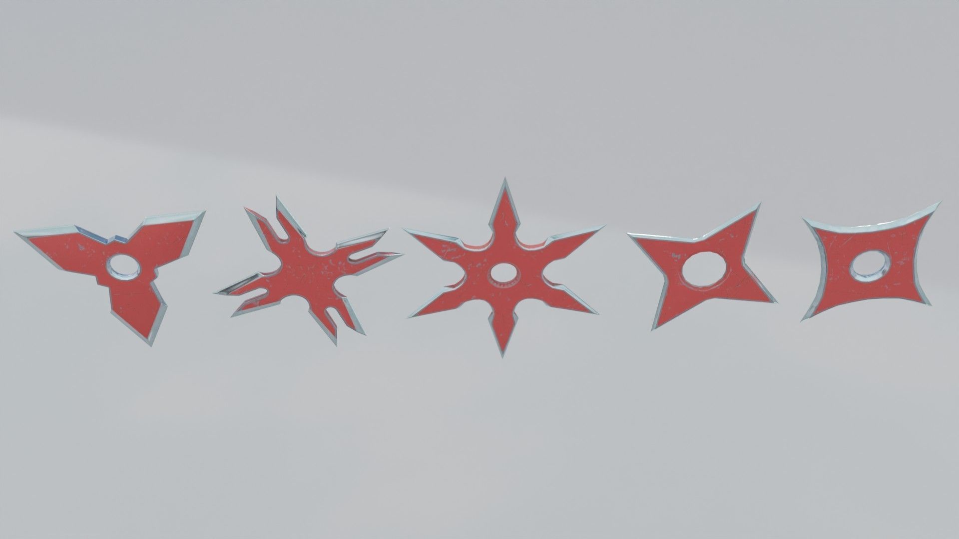 3D model Red Ninja shuriken pack VR / AR / low-poly | CGTrader