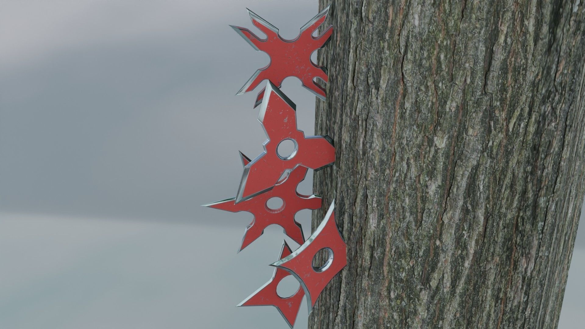 3D model Red Ninja shuriken pack VR / AR / low-poly | CGTrader