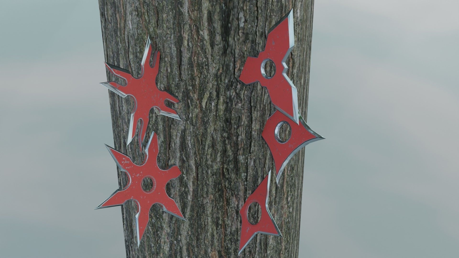 3D model Red Ninja shuriken pack VR / AR / low-poly | CGTrader