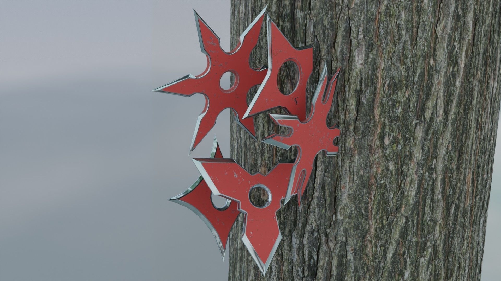 3D model Red Ninja shuriken pack VR / AR / low-poly | CGTrader