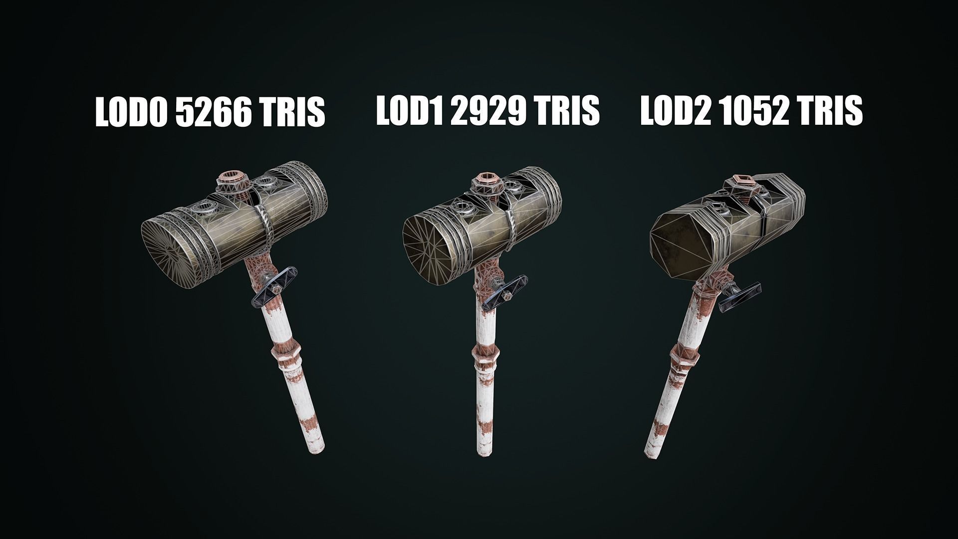 3D model Post Apocalyptic Piston Hammer VR / AR / low-poly | CGTrader