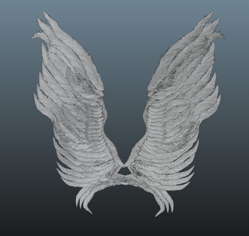 Realistic Angel Wings Procedural rigged and animated free 3D model ...
