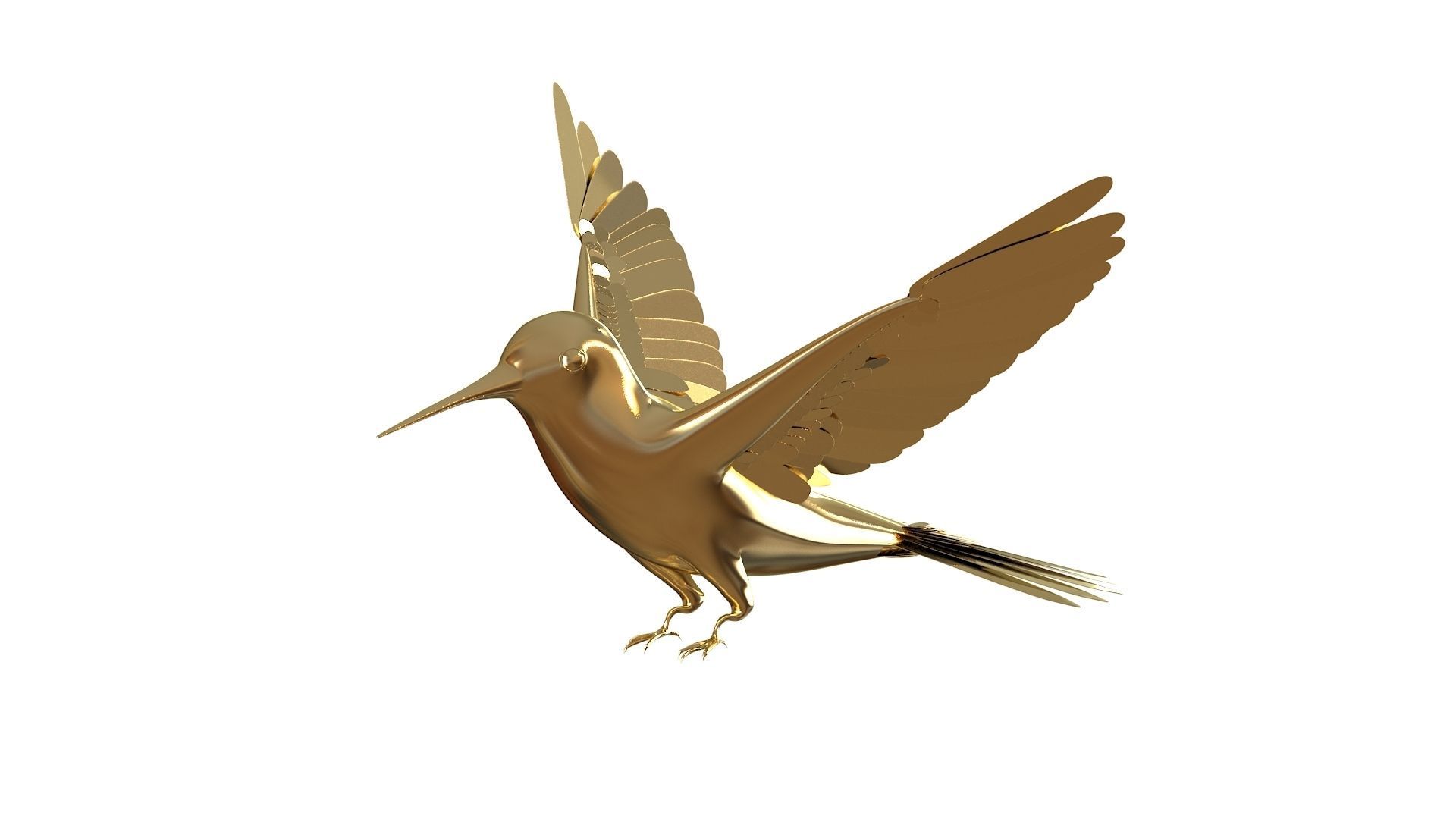 Hummingbird 3D print model golden bird flying 3D model | CGTrader