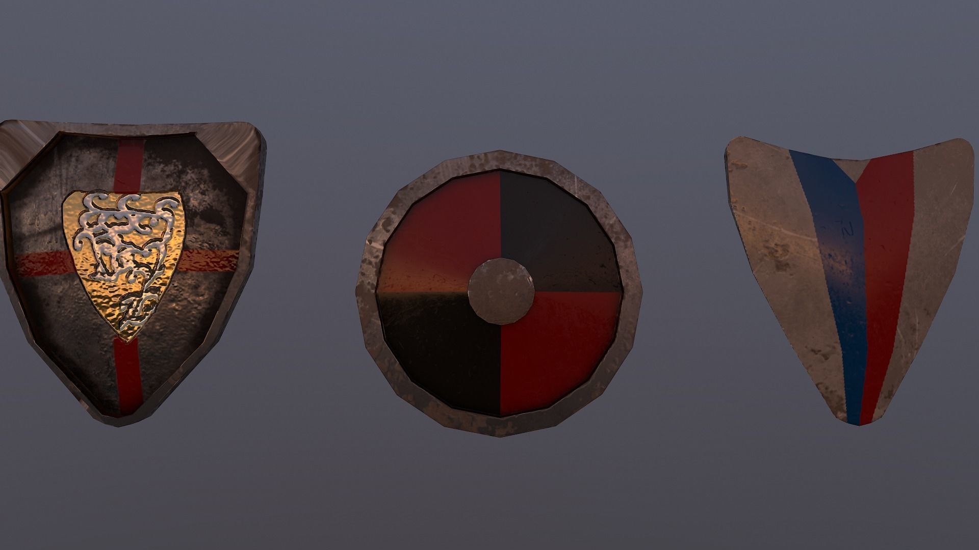 Low Poly Shileds three different shields free VR / AR / low-poly 3D ...