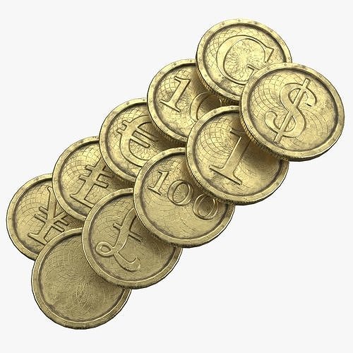 3D model Old Gold Coin with 10 different PBR textures and 3 color VR ...