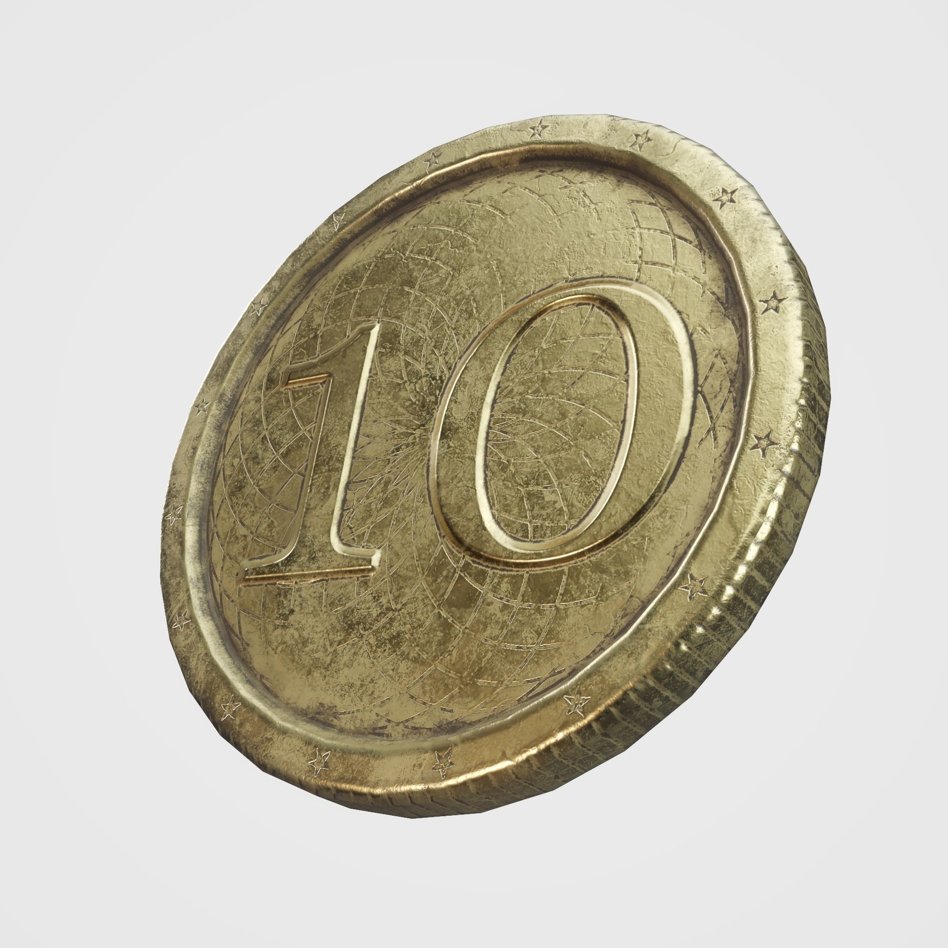 3D model Old Gold Coin with 10 different PBR textures and 3 color VR ...