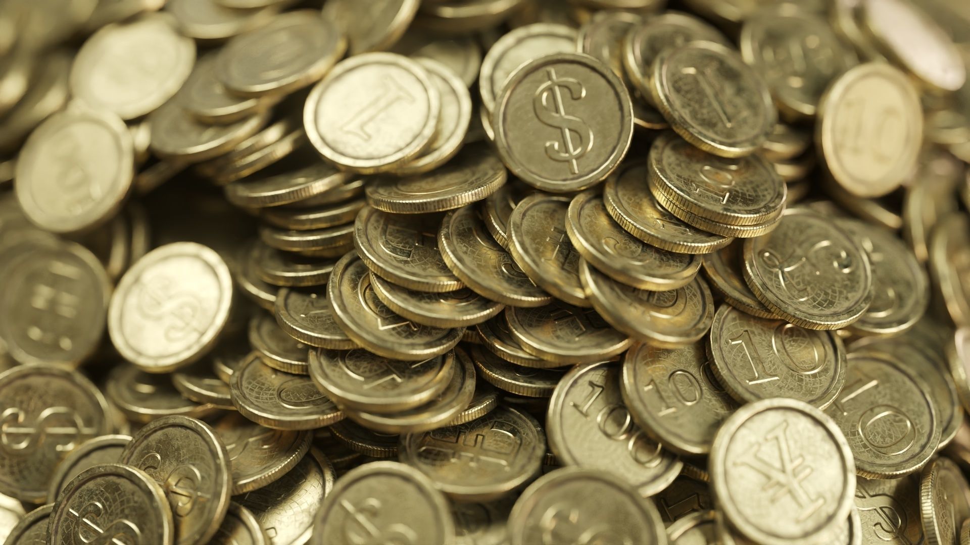 3D model Old Gold Coin with 10 different PBR textures and 3 color VR ...