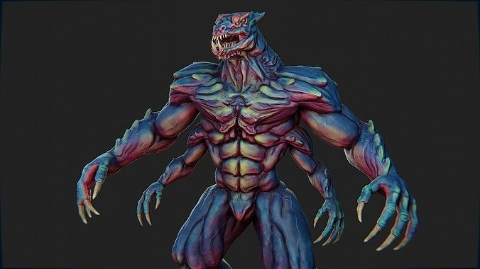 3D model Fantasy four handed predator character VR / AR / low-poly ...