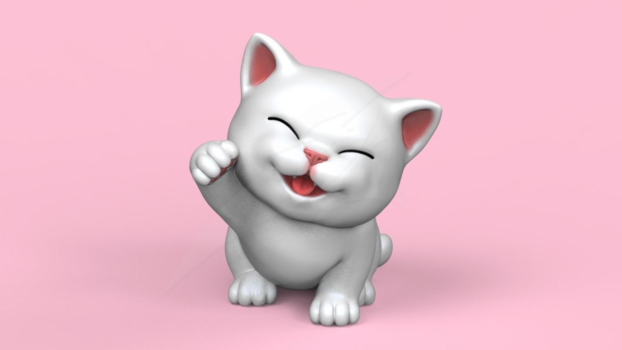 Cute Kitten Maneki Neko STL for 3D model 3D printable | CGTrader