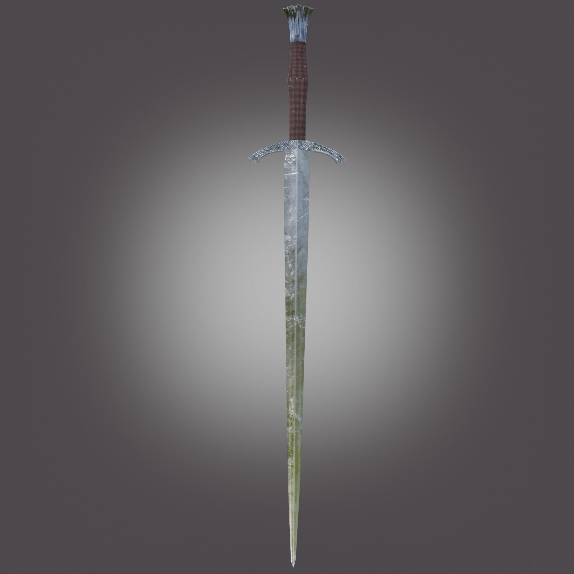 3D model Damaged bastard sword PBR low poly game-ready VR / AR / low ...